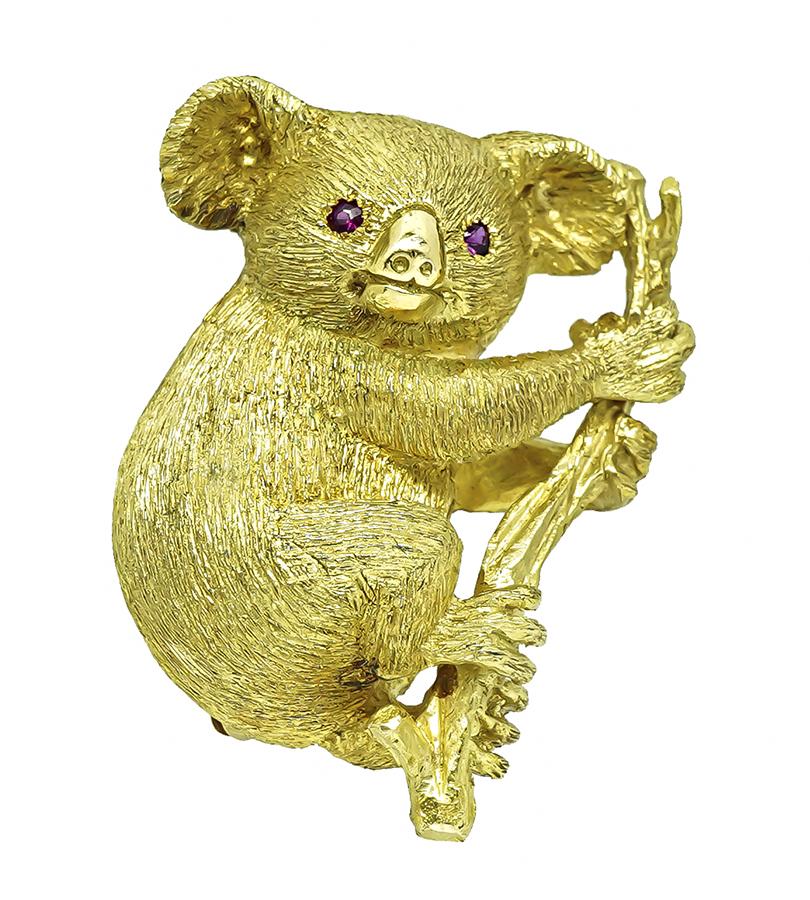 Estate Yellow Gold Koala Bear Pin – Israel Rose