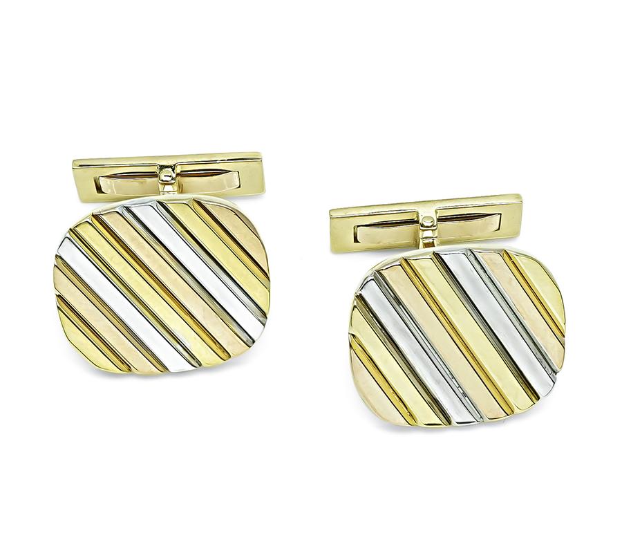 Estate Three Tone Gold Cufflinks – Israel Rose