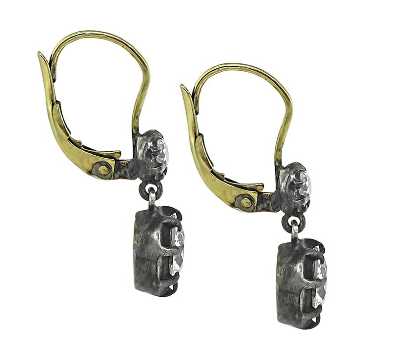 Victorian Old Mine Cut Diamond Silver and Gold Earrings – Israel Rose